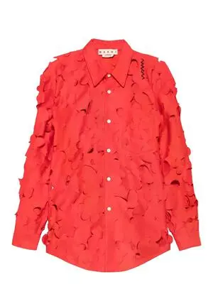 Marni Cut-out Detail Cotton Shirt - Red