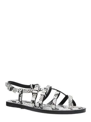 Michael Kors Darrington Snake Embossed Leather Sandals - Grey