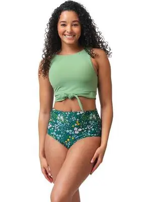LIME RICKI SWIMWEAR Lime Ricki Swimwear Knotted Crop Top Basil