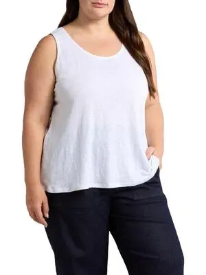 Eileen Fisher Scoop Neck Organic Linen Tank - White