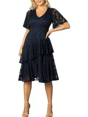KIYONNA Lace Affair Cocktail Dress - Navy Blue