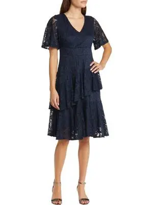 KIYONNA Lace Affair Cocktail Dress - Navy Blue
