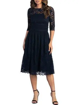 KIYONNA Luna Lace Cocktail Dress - Indigo Blue