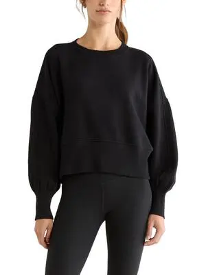 Zella Relaxed Fit Fleece Sweatshirt - Black