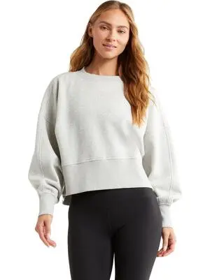 Zella Relaxed Fit Fleece Sweatshirt - Grey Light Heather