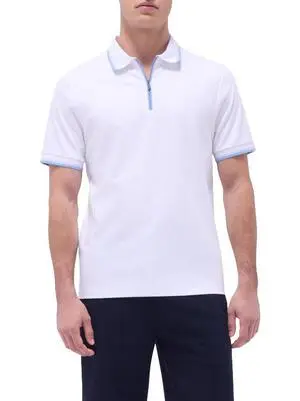 Bugatchi Tipped Quarter Zip Polo White