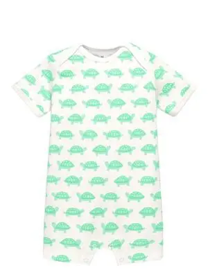PRIMARY Organic Animal Friends Babysuit Shortie - Clover Baby Turtles