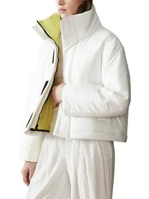 Caalo Reversible Cropped Down Coat - Winter White / Yellow