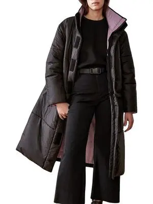 Caalo Reversible Convertible Down Coat - Black / Light Purple
