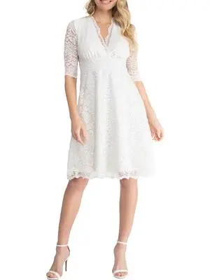 KIYONNA Kiyonna Bella Lace A-Line Dress Ivory
