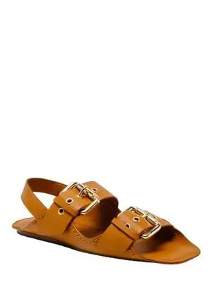 Free People Blossom Buckle Flat Sandals - Luggage Leather