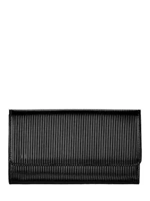 Gigi New York Bianca Embossed Stripe Leather Clutch - Black