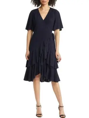 KIYONNA Miranda Midi Wrap Dress - Nouveau Navy