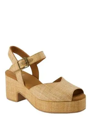 Toms TOMS Isla Peep Toe Sandal Brown Woven