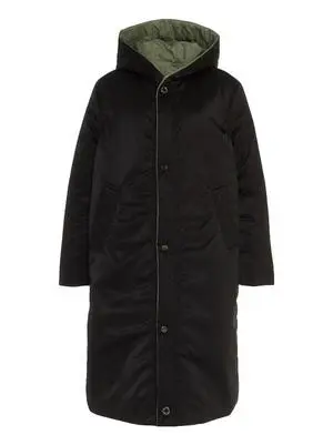 Caalo Reversible Satin Down Coat - Black / Olive