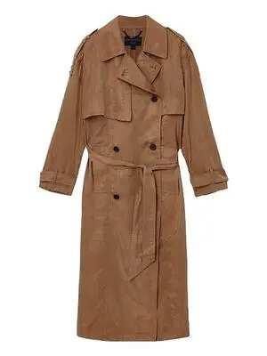 ALLSAINTS Linnie Belted Woven Trench Coat - Caramel Cafe B