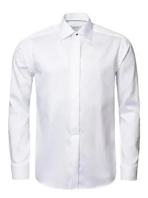 Eton Cutaway-collar Contemporary-fit Cotton-dobby Tuxedo Shirt - White