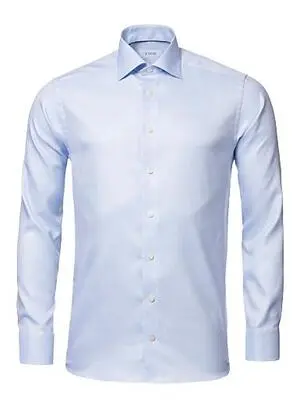 Eton Cutaway-collar Single-cuff Slim-fit Cotton-twill Shirt - Light Blue