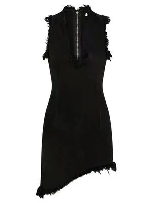 FERRAGAMO Frayed-brim Mini Dress - Black