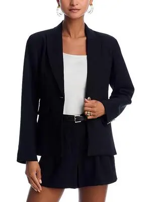 Aqua Side Button Blazer Black