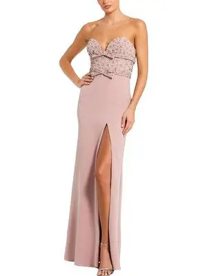 Mac Duggal Mac Duggal Strapless Fitted Gown With Rhinestones Dusty Rose