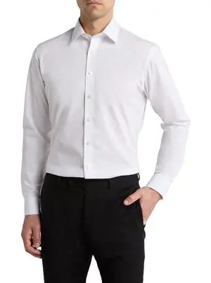 Nordstrom Non-iron Trim Fit Solid Cotton Dress Shirt - White