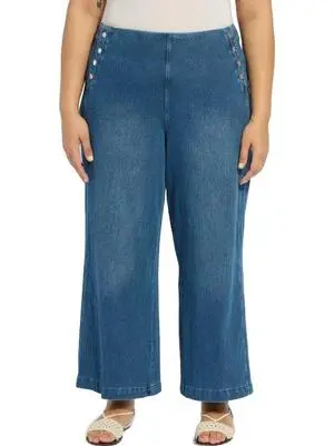 Lyssé Mallory Sailor High Waist Wide Leg Jeans - Mid Wash