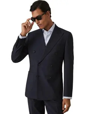 REISS Db Dream Db Slim-fit Double-breasted Wool-blend Suit Blazer - Bright Blue