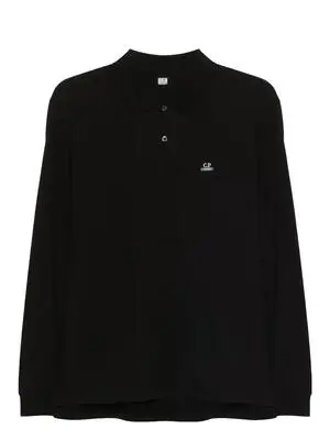 C.P. COMPANY Logo-patch Polo Shirt - Black