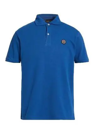 MUSEUM Man Polo Shirt Black Size S Cotton Blue