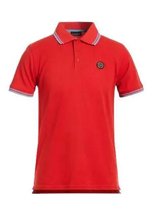 MUSEUM Man Polo Shirt Pastel Blue Size S Cotton Red