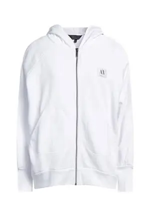 Armani Exchange Cotton Fleece Zip-up Hoodie - White