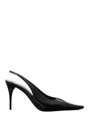 Saint Laurent Babylone Cutout Patent-leather Slingback Pumps - Black