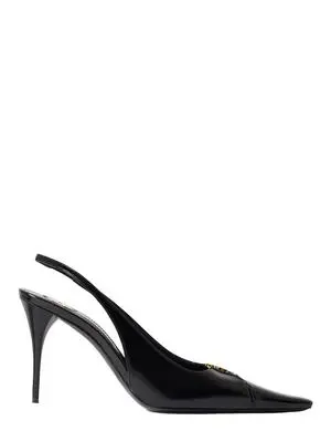 Saint Laurent Babylone Cutout Patent-leather Slingback Pumps - Black