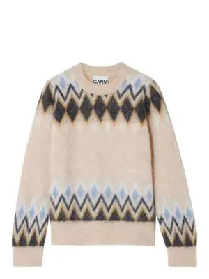 GANNI GANNI Fair Isle Knitted Sweater Beige