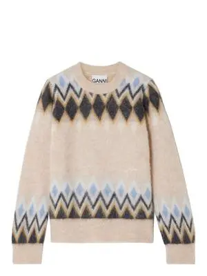 GANNI Fair Isle Knitted Sweater - Neutrals