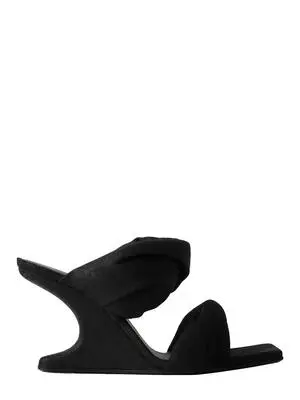 Rick Owens Twisted Cantilever Suede Wedge Mules - Black
