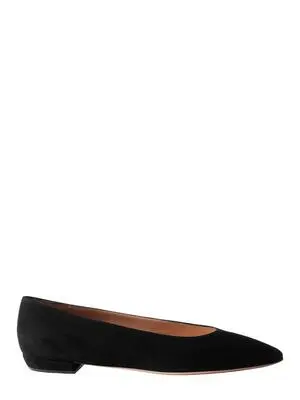 GIANVITO ROSSI Amelia Suede Point-toe Flats - Black