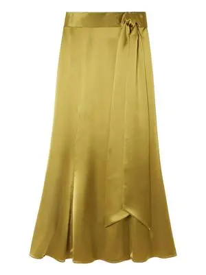 GALVAN Galvan Erika Satin Midi Wrap Skirt