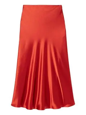 Galvan Galvan Valletta Draped Satin Midi Skirt Brick