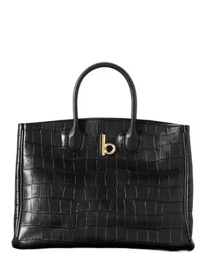 Burberry Croc-effect Leather Tote - Black