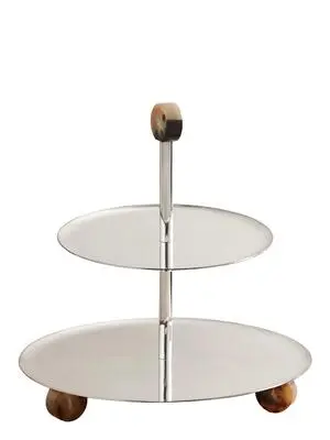 Brunello Cucinelli Stainless Steel And Horn Serving Stand - Silver