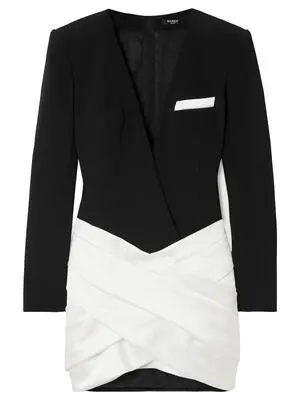 Balmain Balmain Two-Tone Asymmetric Mini Dress Black