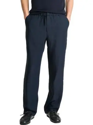 Vince Louie Flat Front Stretch Viscose & Linen Trousers - Coastal