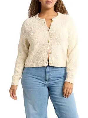 Treasure & Bond Fitted Crewneck Cardigan Ivory Dove