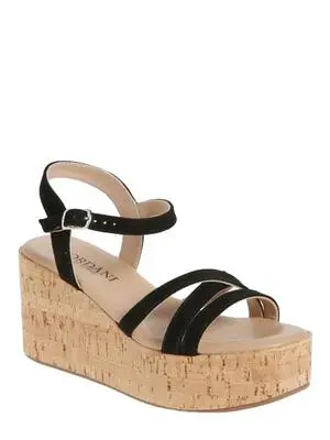 Cordani Jaiden Platform Wedge Sandal - Black Suede