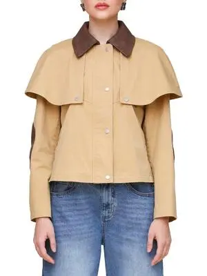 Avec Les Filles Crop Cape Trench Jacket Khaki