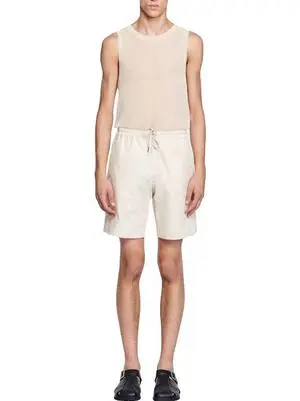 Sandro Cotton Shorts With Elastic Waist - Light Beige