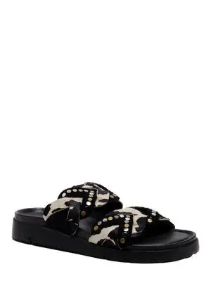 Free People Leo Calf Hair Sandals - Black Calf Hair