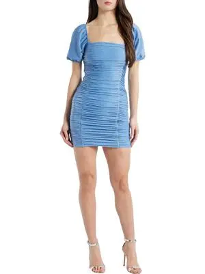 JUMP APPAREL Metallic Ruched Minidress - Chambray